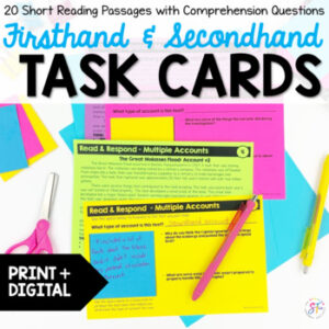 Firsthand and Secondhand Account Task Cards l Firsthand and Secondhand ...