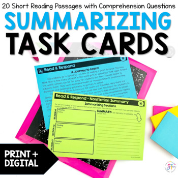 Summarizing Nonfiction Task Cards: Reading Passages & Comprehension ...