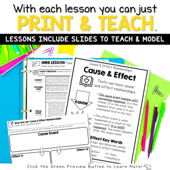 Cause & Effect Mini Lessons: Lesson Plans, Slides & Graphic Organizers ...