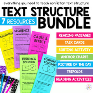 Text Structures- Nonfiction Activities, Reading Passages and Task Cards ...
